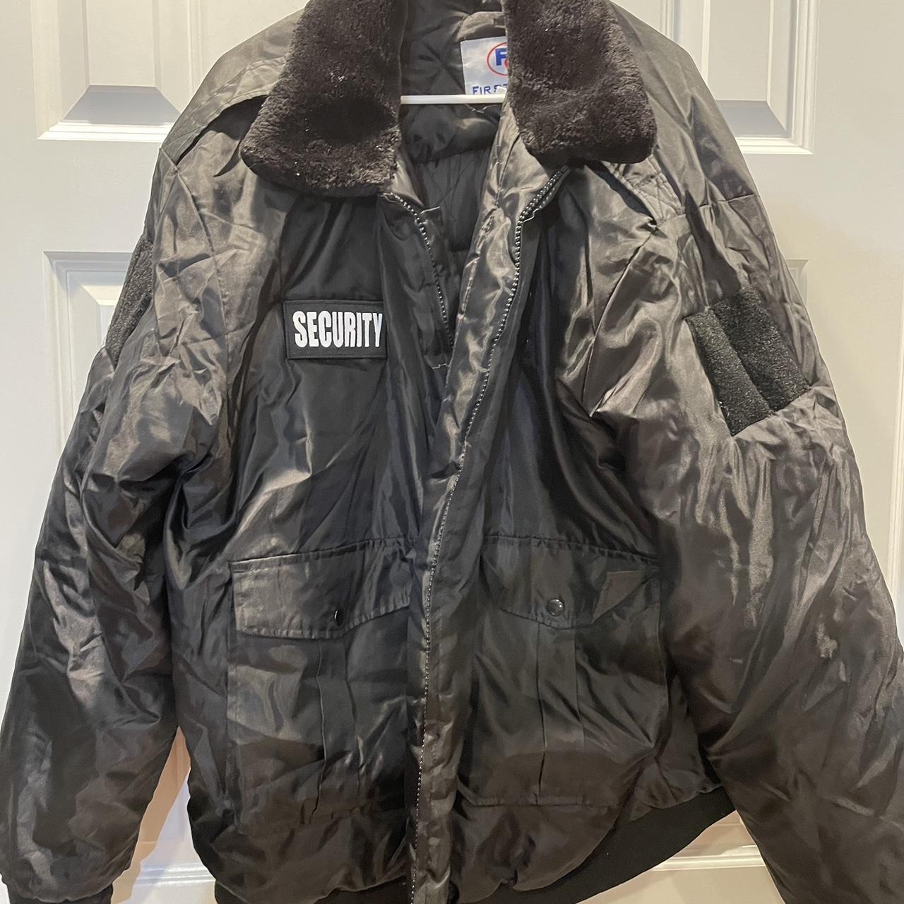 4XL Black Security Jacket with Velcro Areas for Patches - Depop