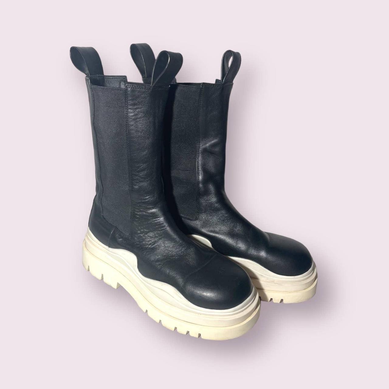 Bottega Veneta Tire Boots Platform Utility Leather... - Depop