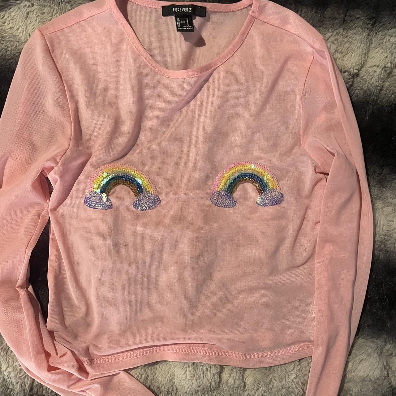 Forever 21 Mesh Top rave vibes super cute size... - Depop
