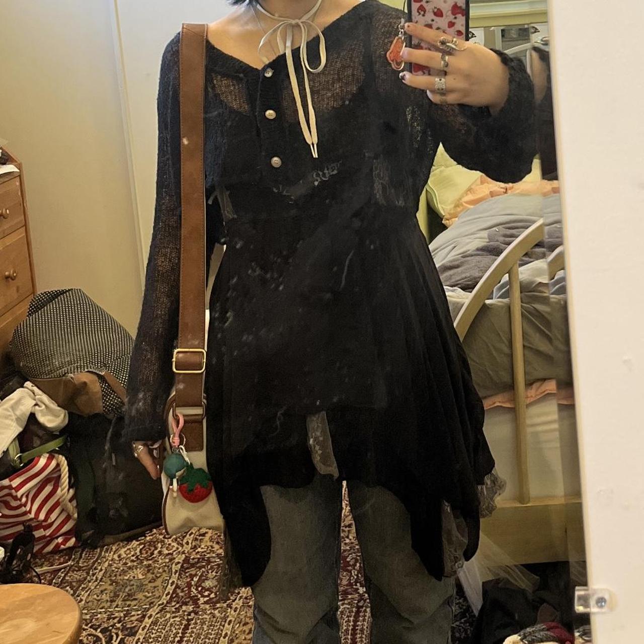 old free people black lace dress reminds me of... - Depop