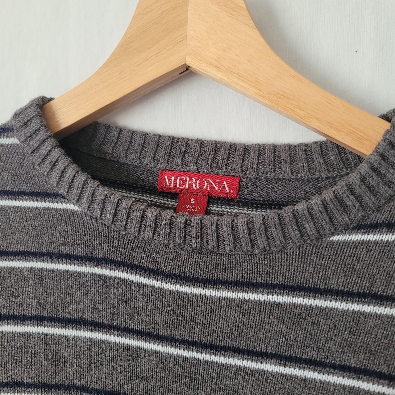 Merona Grey Striped Sweater. 100 percent cotton -... - Depop