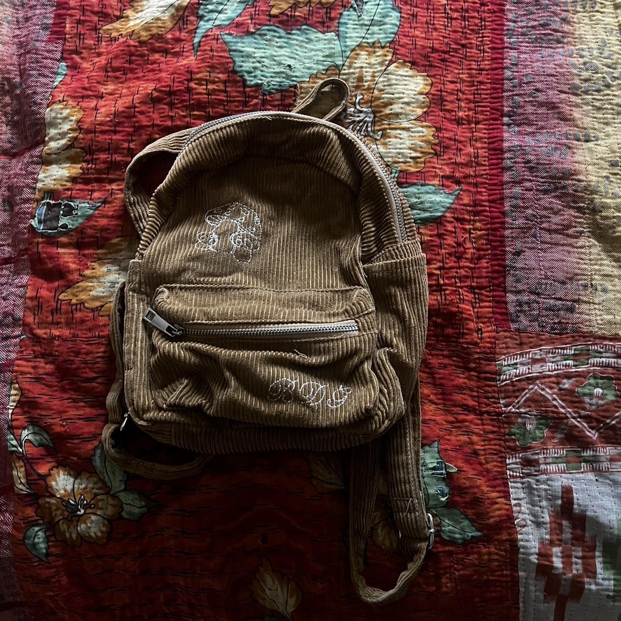 Cute corduroy backpack with a small pocket! Perfect... - Depop