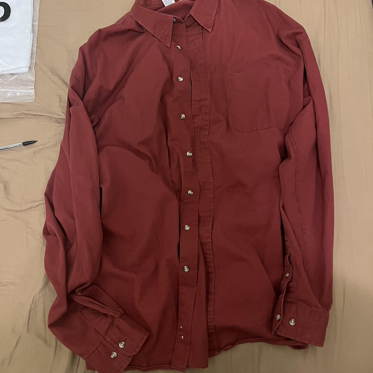 Dark red button up. All buttons are in place with... - Depop