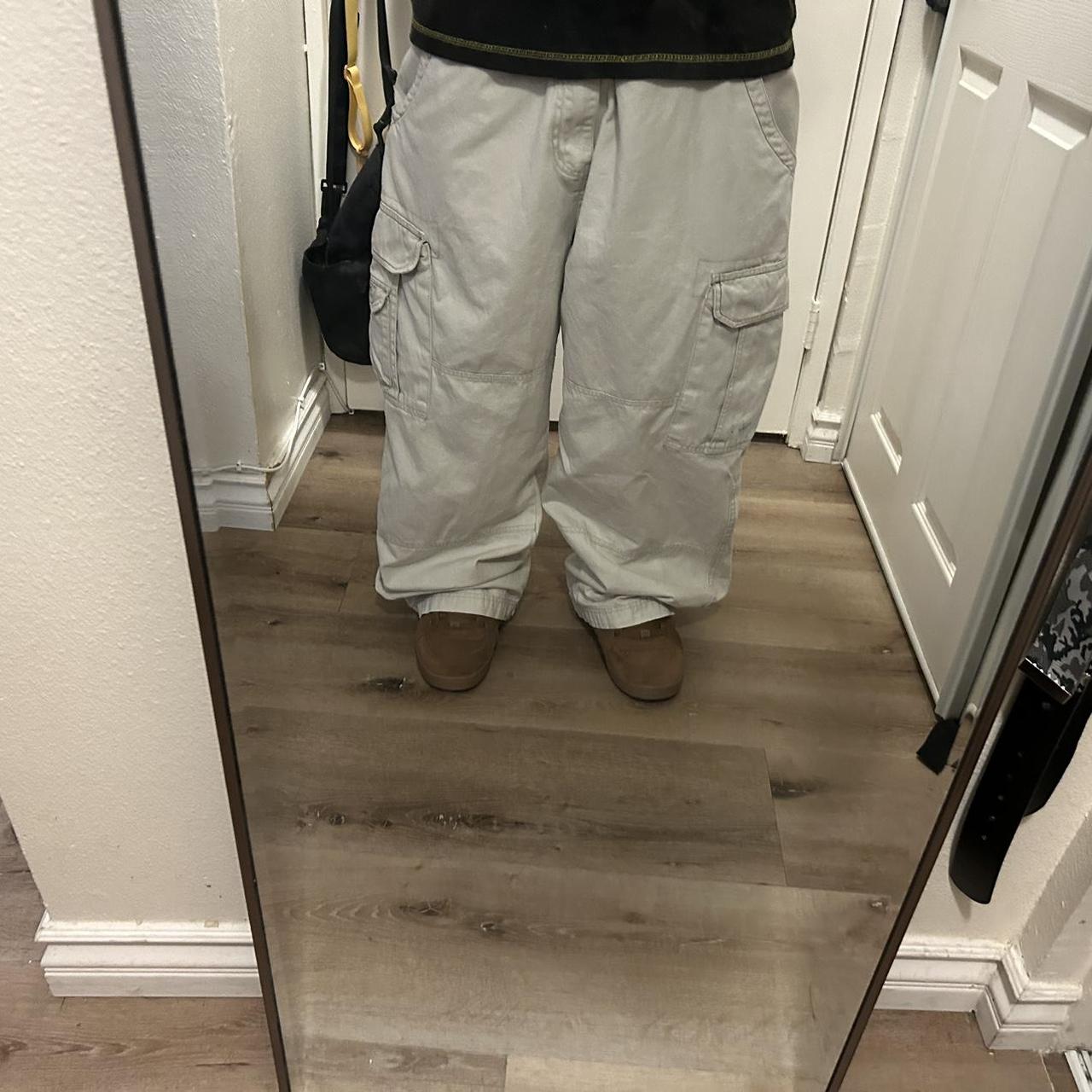 super baggy white cargo pants these remind me of... - Depop