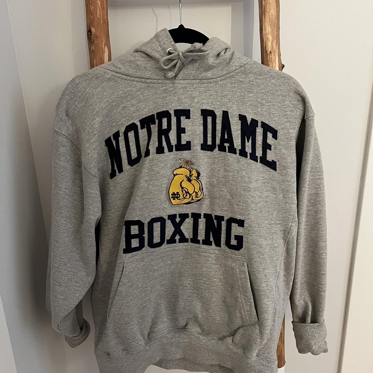Vintage Embroidered Notre Dame Boxing Hoodie - Adult... - Depop