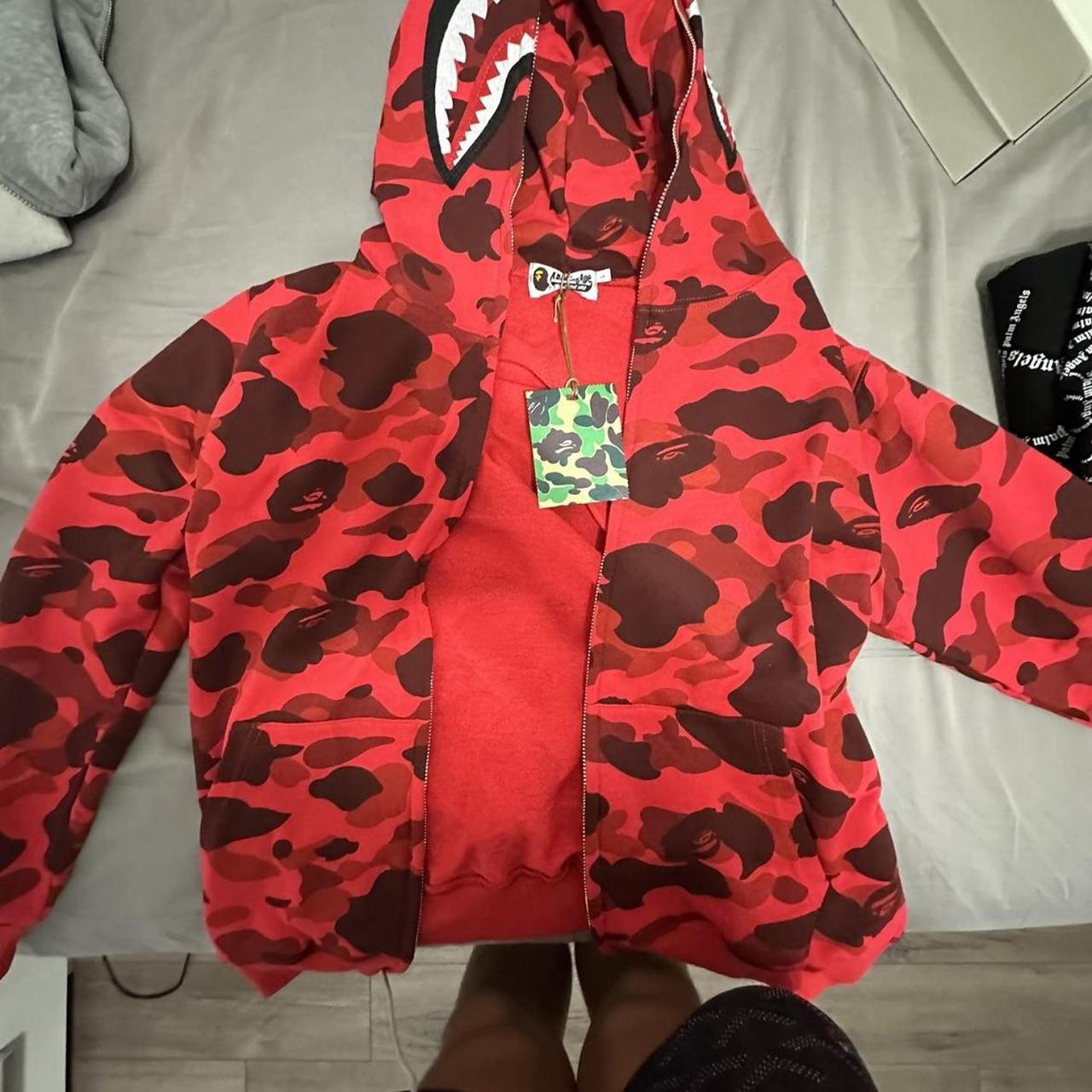 Bape Red FuLl Zip up Jacket brand new used size... - Depop
