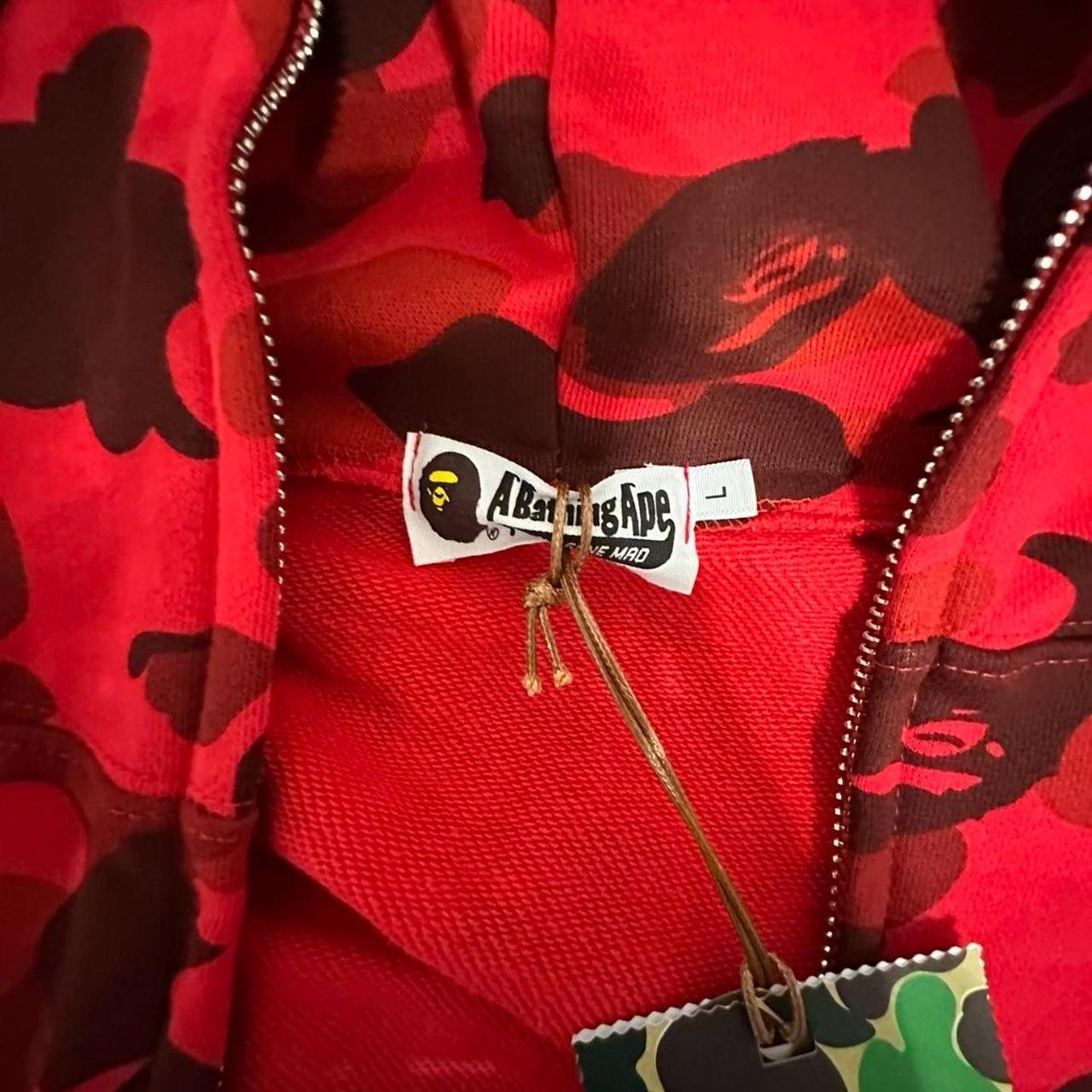 Bape Red FuLl Zip up Jacket brand new used size... - Depop