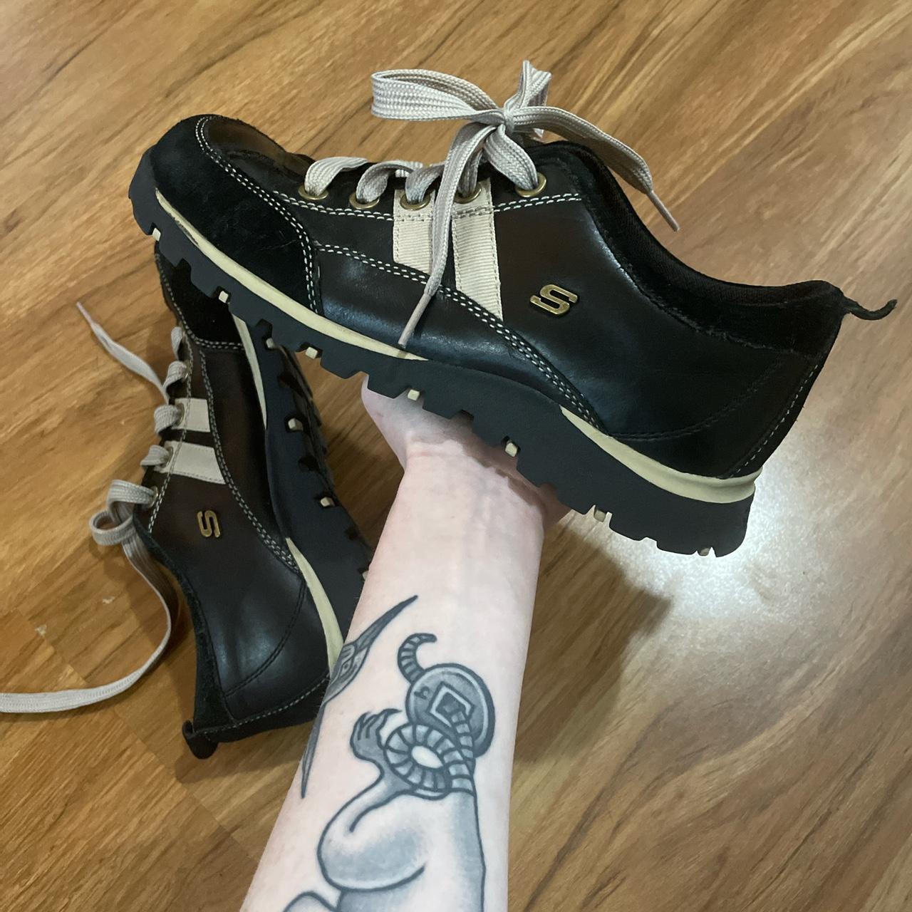 Vintage 90s Sketchers chunky platform lace up shoes.... - Depop