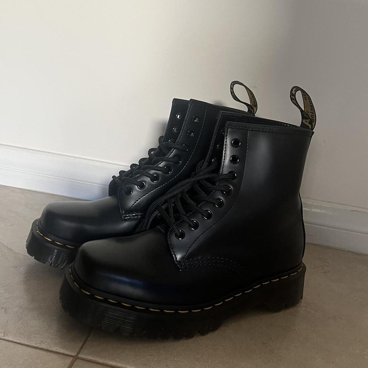 1460 BEX SQUARED 8 EYE BOOT BLACK POLISHED SMOOTH... - Depop