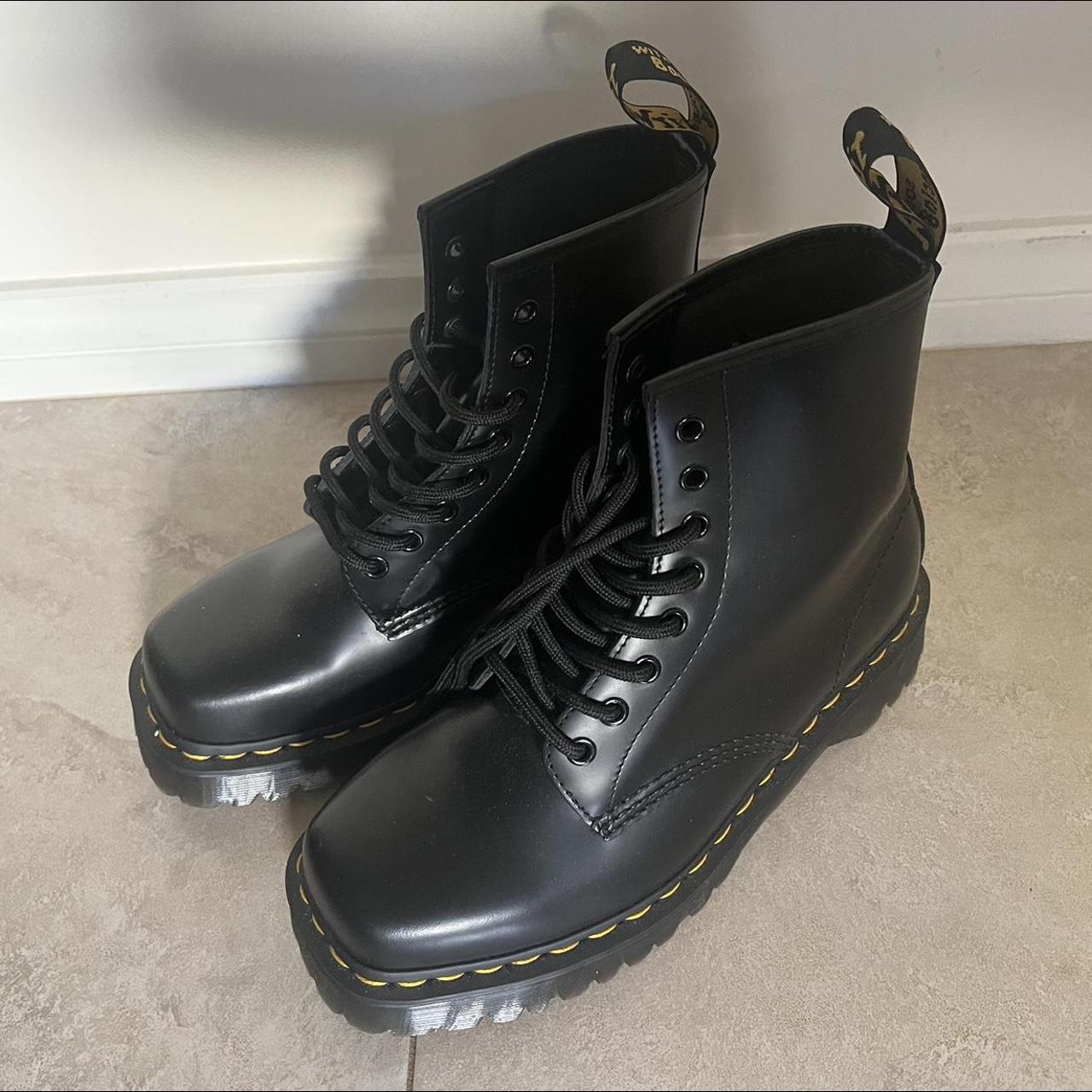 1460 BEX SQUARED 8 EYE BOOT BLACK POLISHED SMOOTH... - Depop