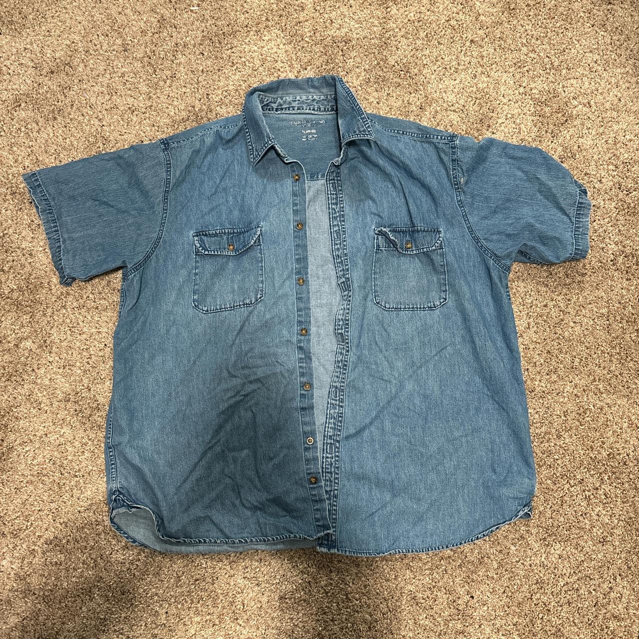 denim short sleeve button up - Depop
