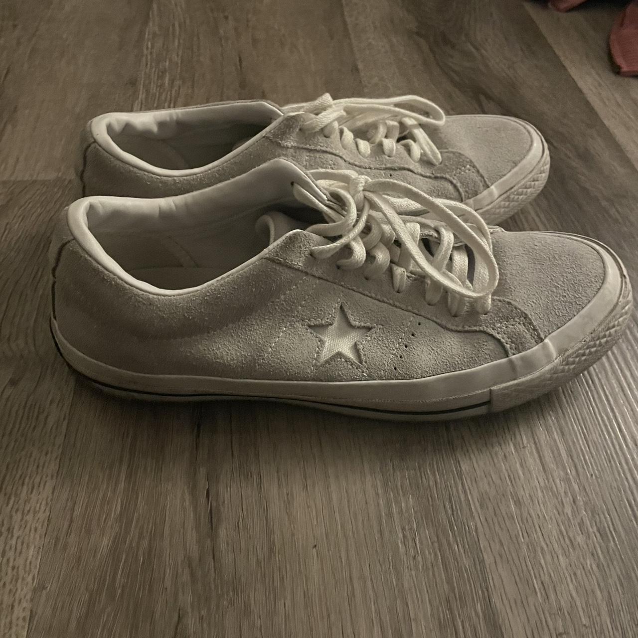 Light Grey Converse One Star Suede. No major flaws... - Depop