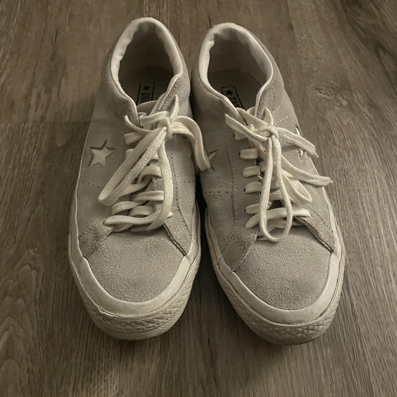 Light Grey Converse One Star Suede. No major flaws... - Depop