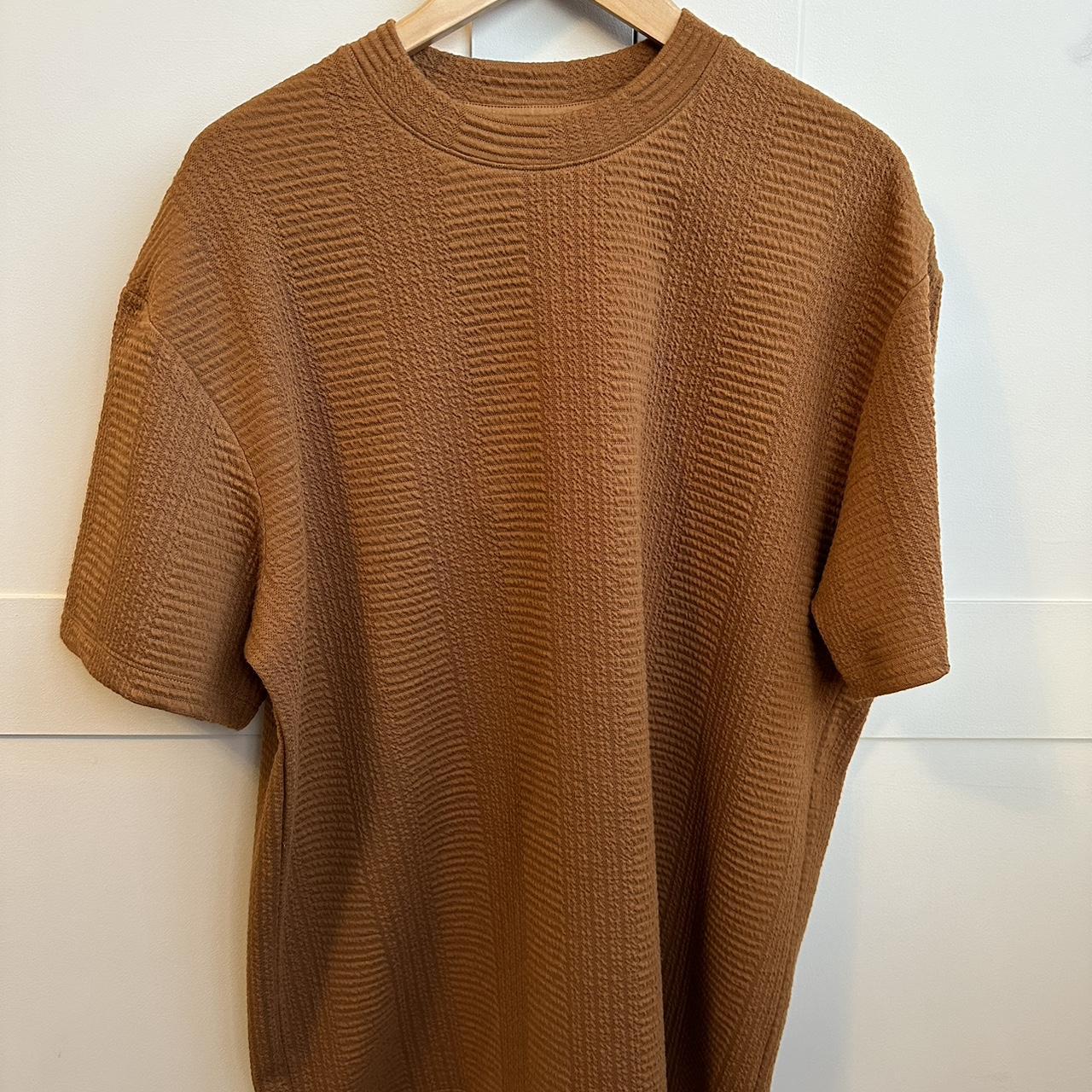 Topman rust orange texture stretch tshirt Size... - Depop
