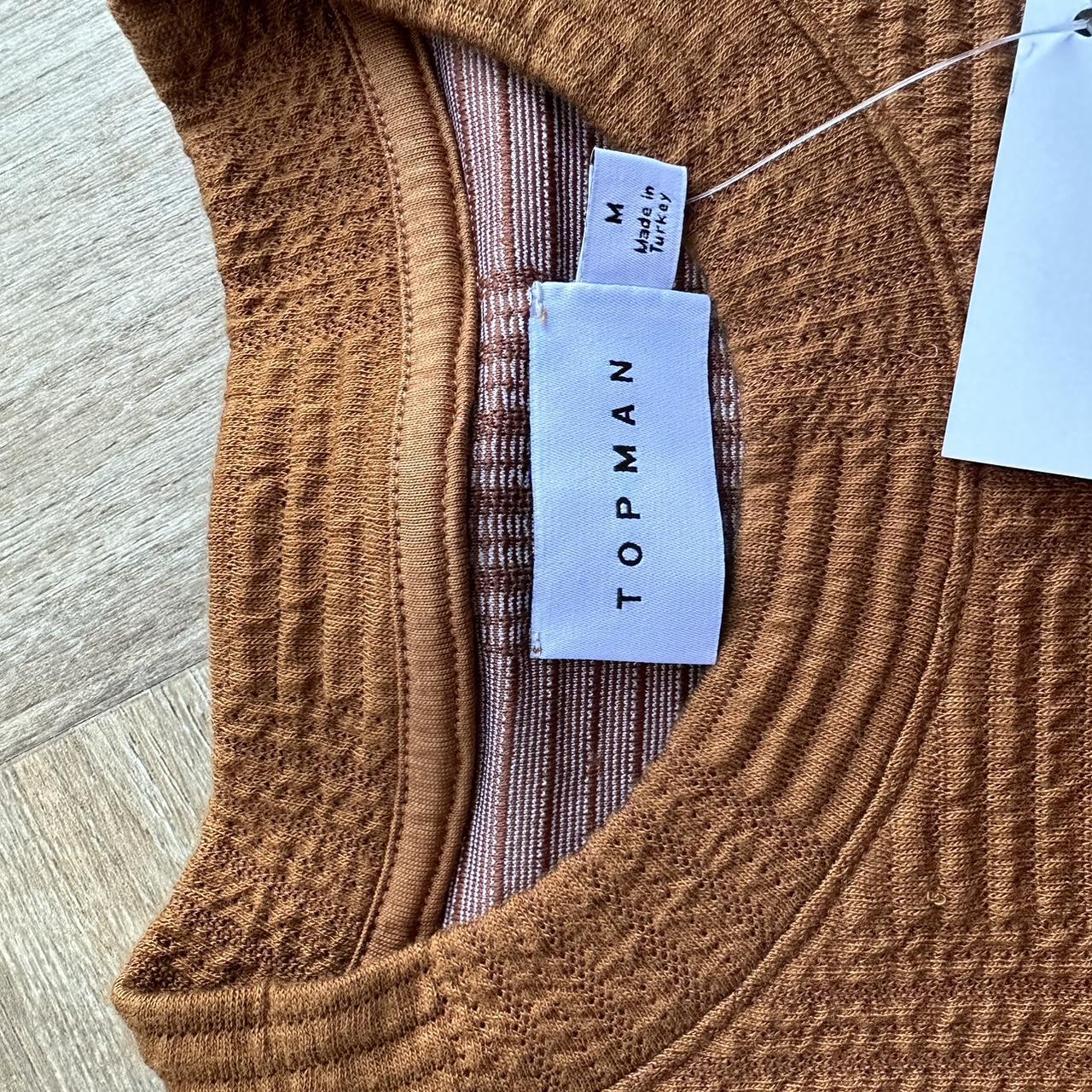 Topman rust orange texture stretch tshirt Size... - Depop