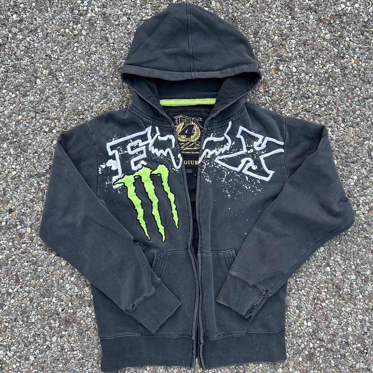 Y2K Grunge Monster x Fox Collaboration Zip... - Depop