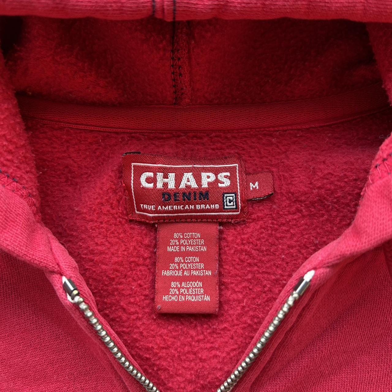 Y2K Chaps Denim Zip Up Spellout Hoodie Minor... - Depop