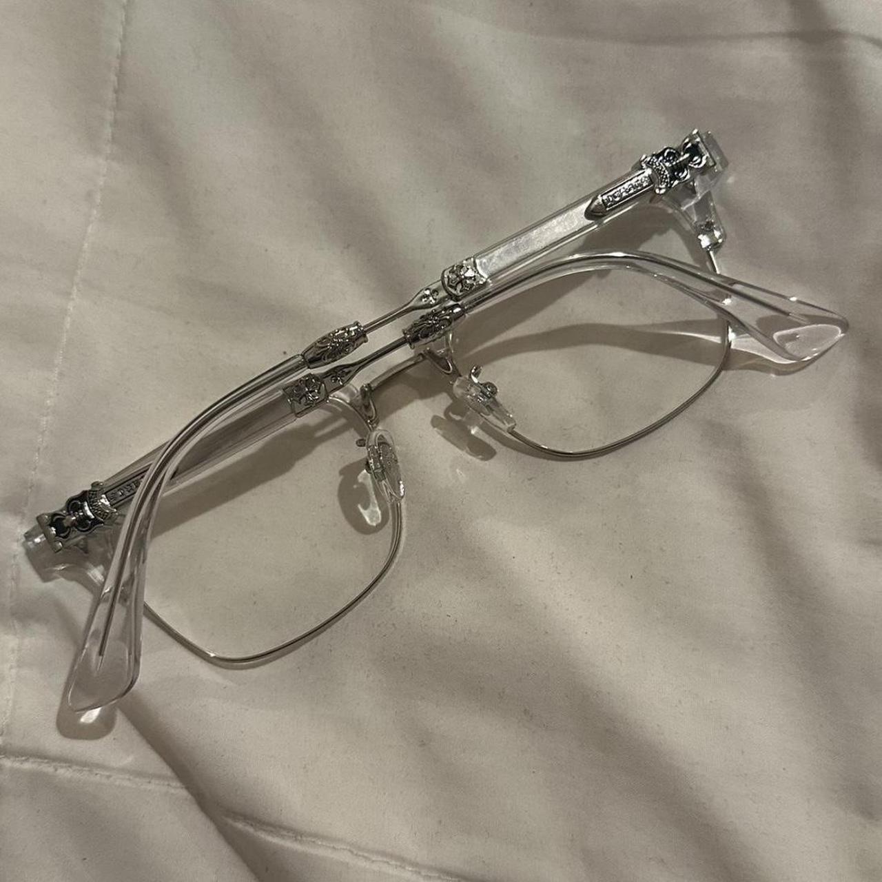 Chrome heart glasses Clear frame with silver... - Depop