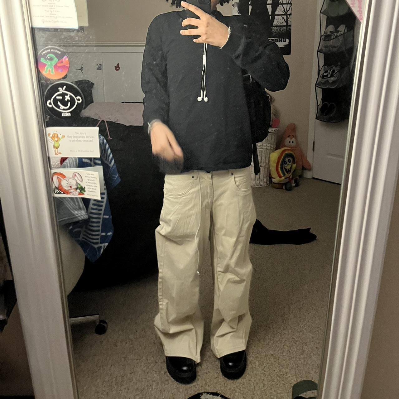 Custom wide leg khakis Say 32” but fit like a... | Depop