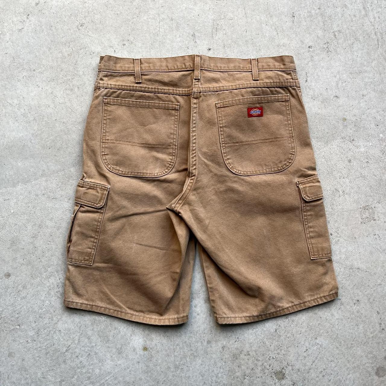 38” vintage tan denim dickies cargo jorts - baggy... - Depop