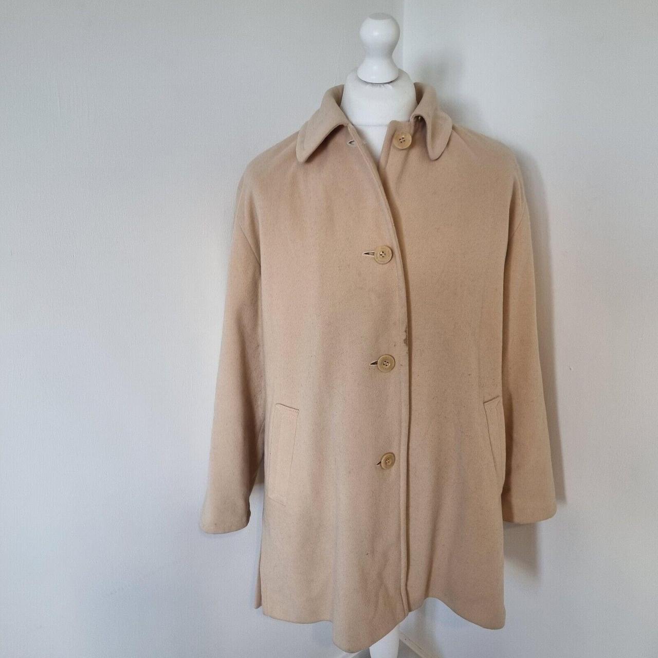 Austin Reed Beige Cashmere/Wool Button Coat UK 10,... - Depop
