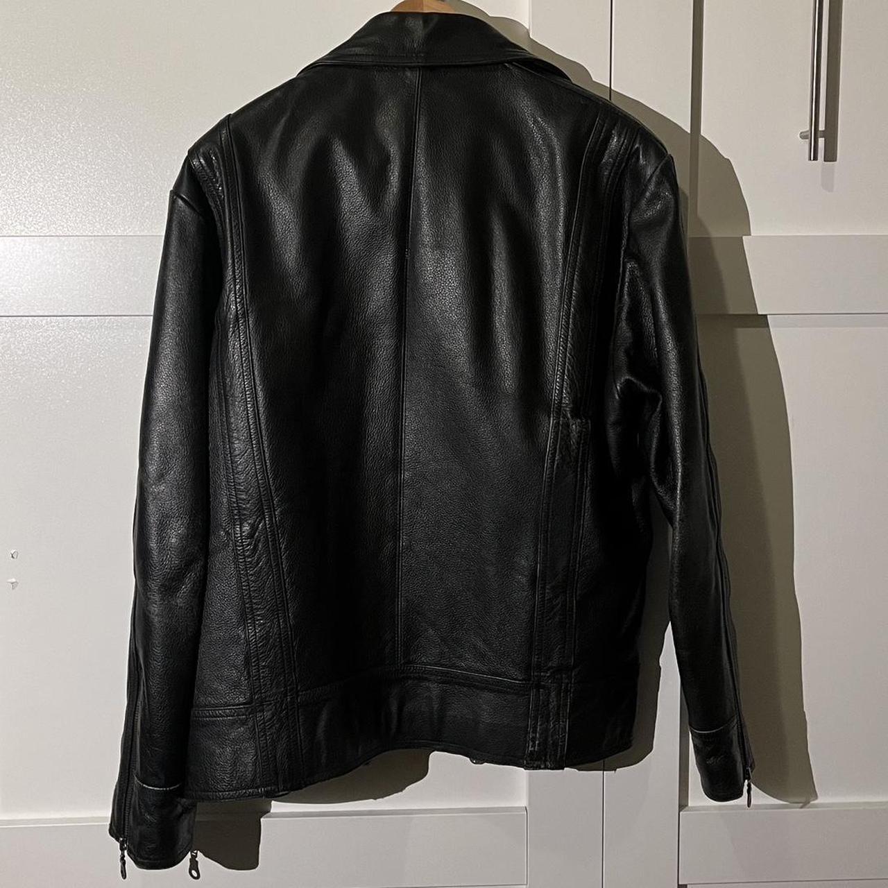 Charles Klein black leather jacket - Depop