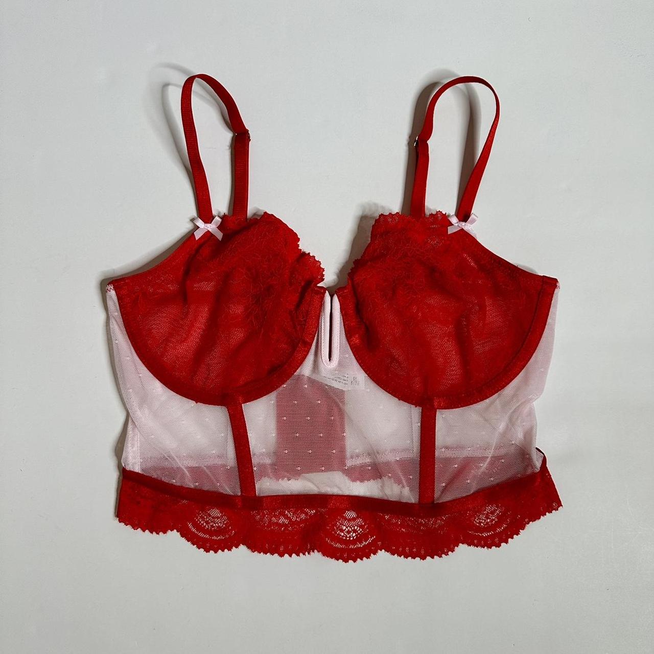 Auden 🩷Pink & Red ️ Lace Bustier Bralette Beautiful... - Depop