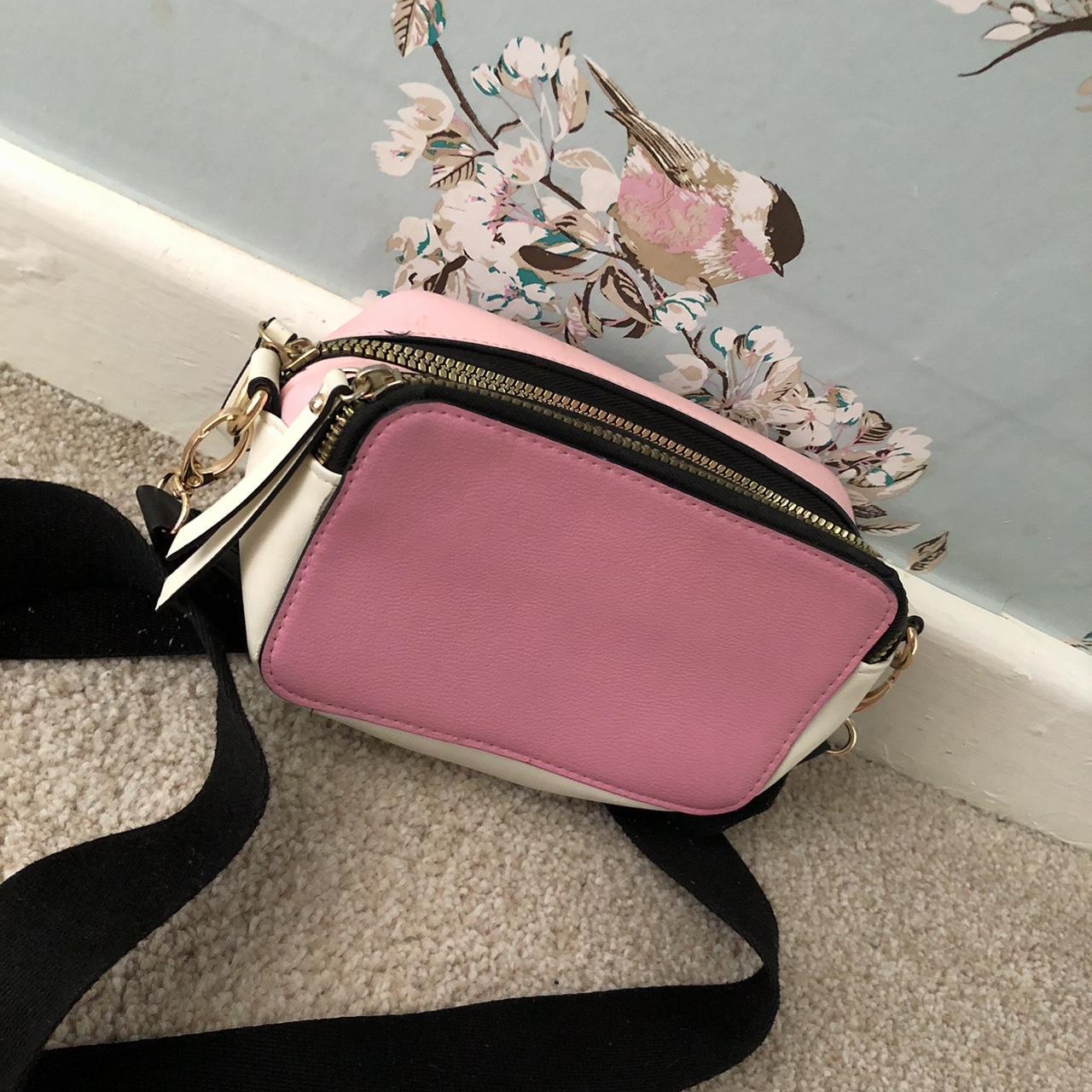 tri colour (pink,cream) bag, used once or twice, two... - Depop