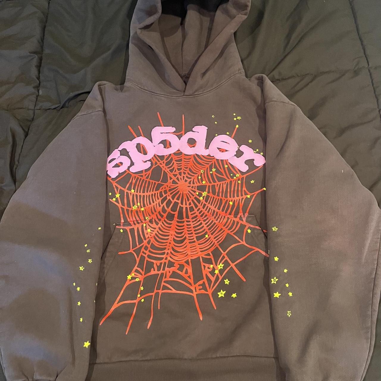 Brown Sp5der Web Hoodie (Size Medium) Slightly... | Depop