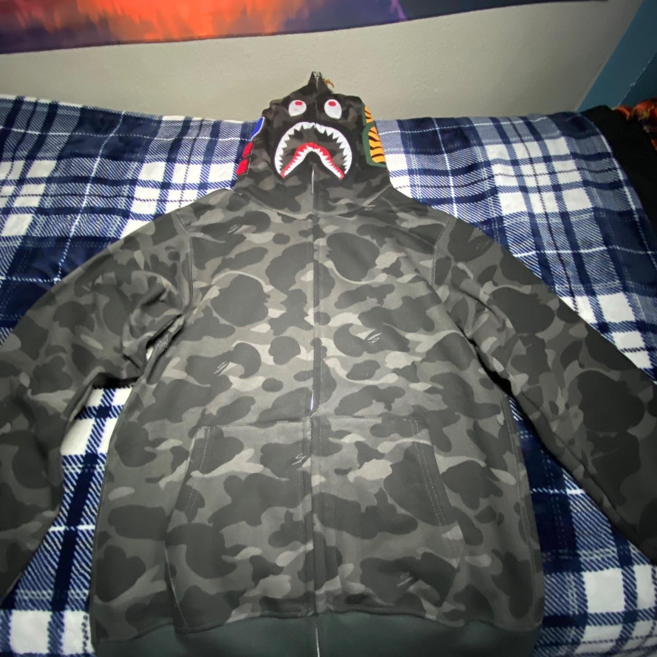 BRAND NEW BAPE Camo Shark Hoodie Size... | Depop
