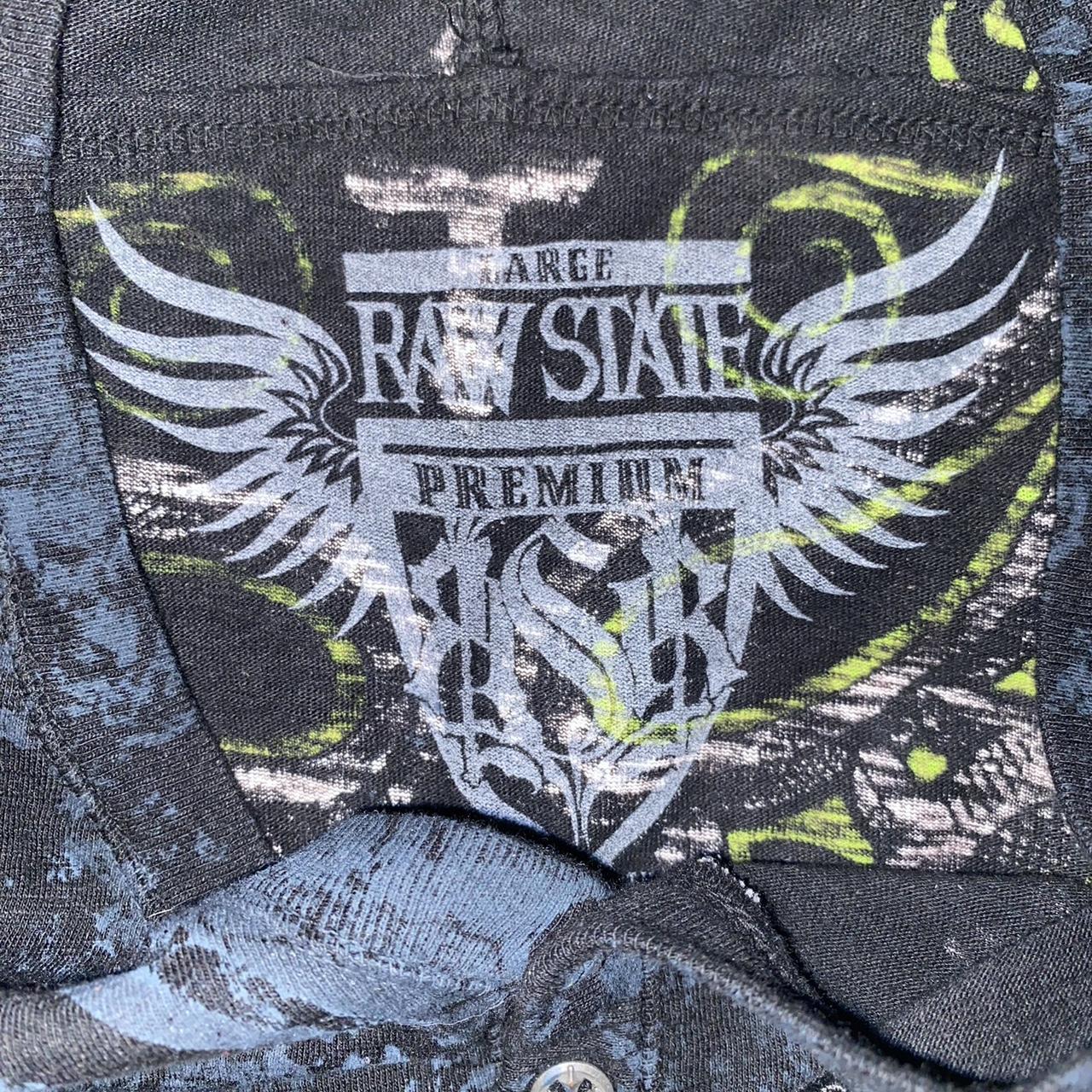 Raw State, affliction style grunge tee. sick angel... - Depop