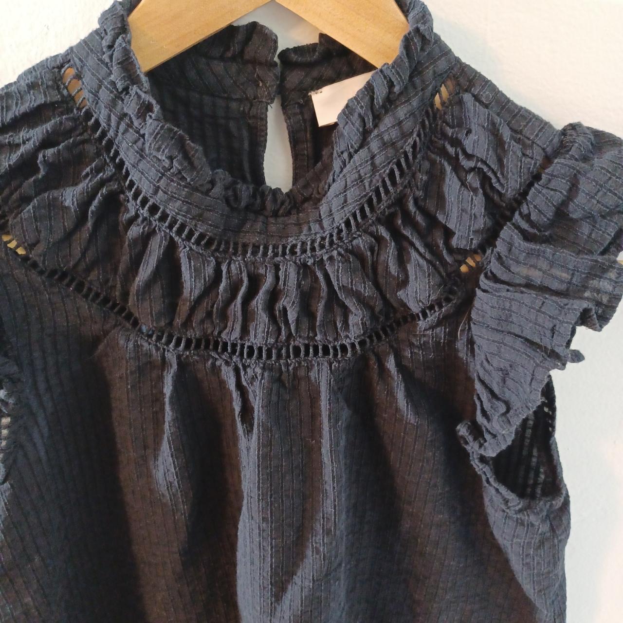 LOFT Ruffle Lace Top Black Sleeveless Women's Shirt... - Depop