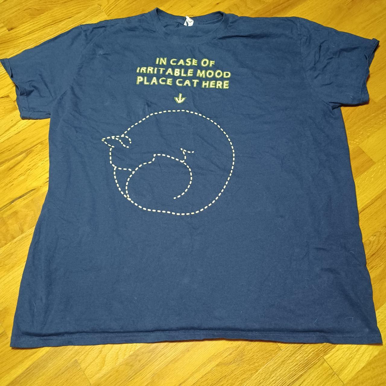 ANVIL Irritable Cat Tee T-Shirt Unisex SIZE 2XL Navy... - Depop