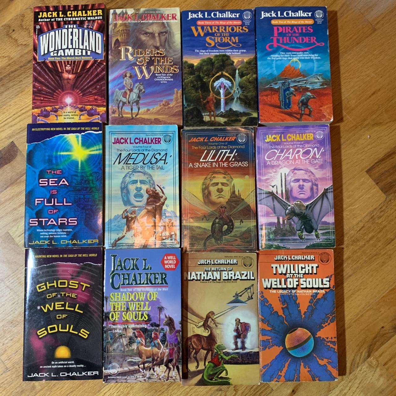 LOT OF 12 VINTAGE Jack L. Chalker Science Fiction... - Depop