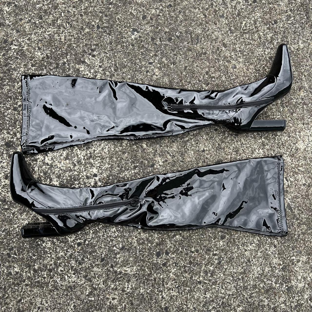 Black patent thigh high boots Size 7.5 US They are... - Depop