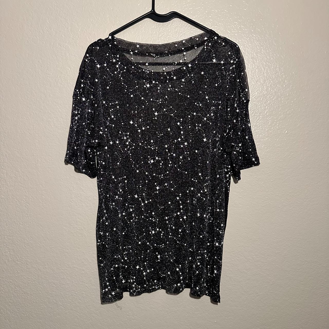 Mesh Shimmery Constellation Blouse Gently loved... - Depop