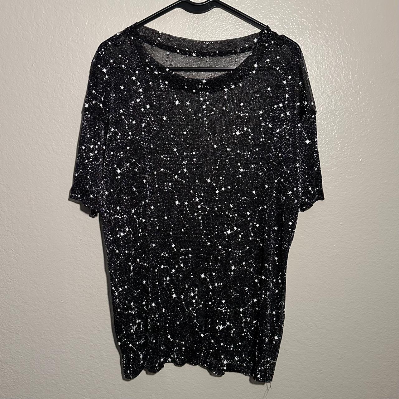 Mesh Shimmery Constellation Blouse Gently loved... - Depop