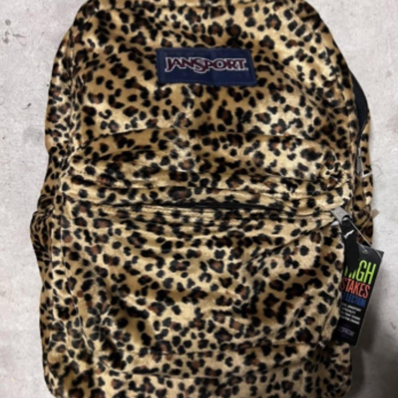 Fuzzy Animal Leopard Cheetah Print JANSPORT Backpack... - Depop
