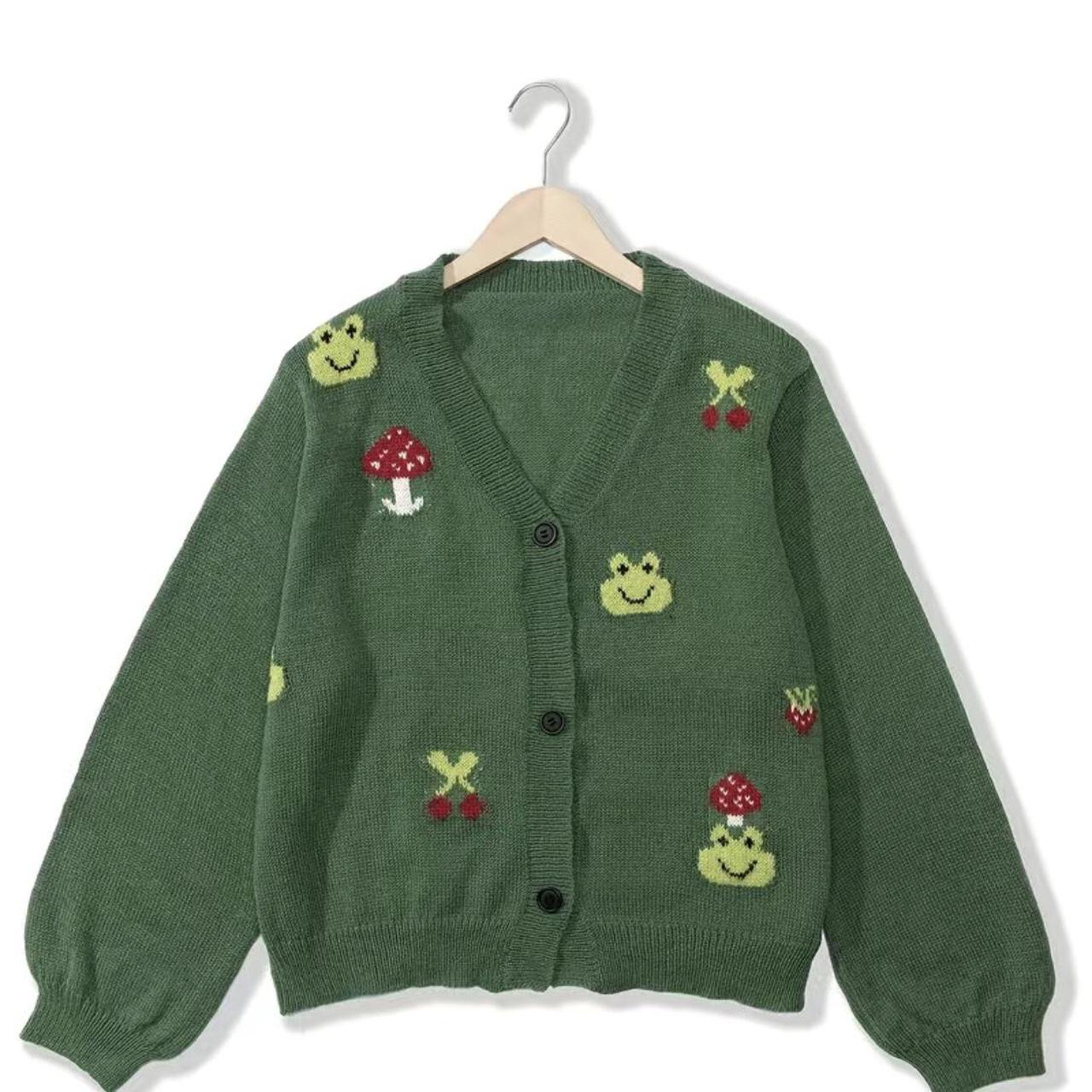 BRAND NEW Frog and mushrooms knitted cardigan RPP... - Depop