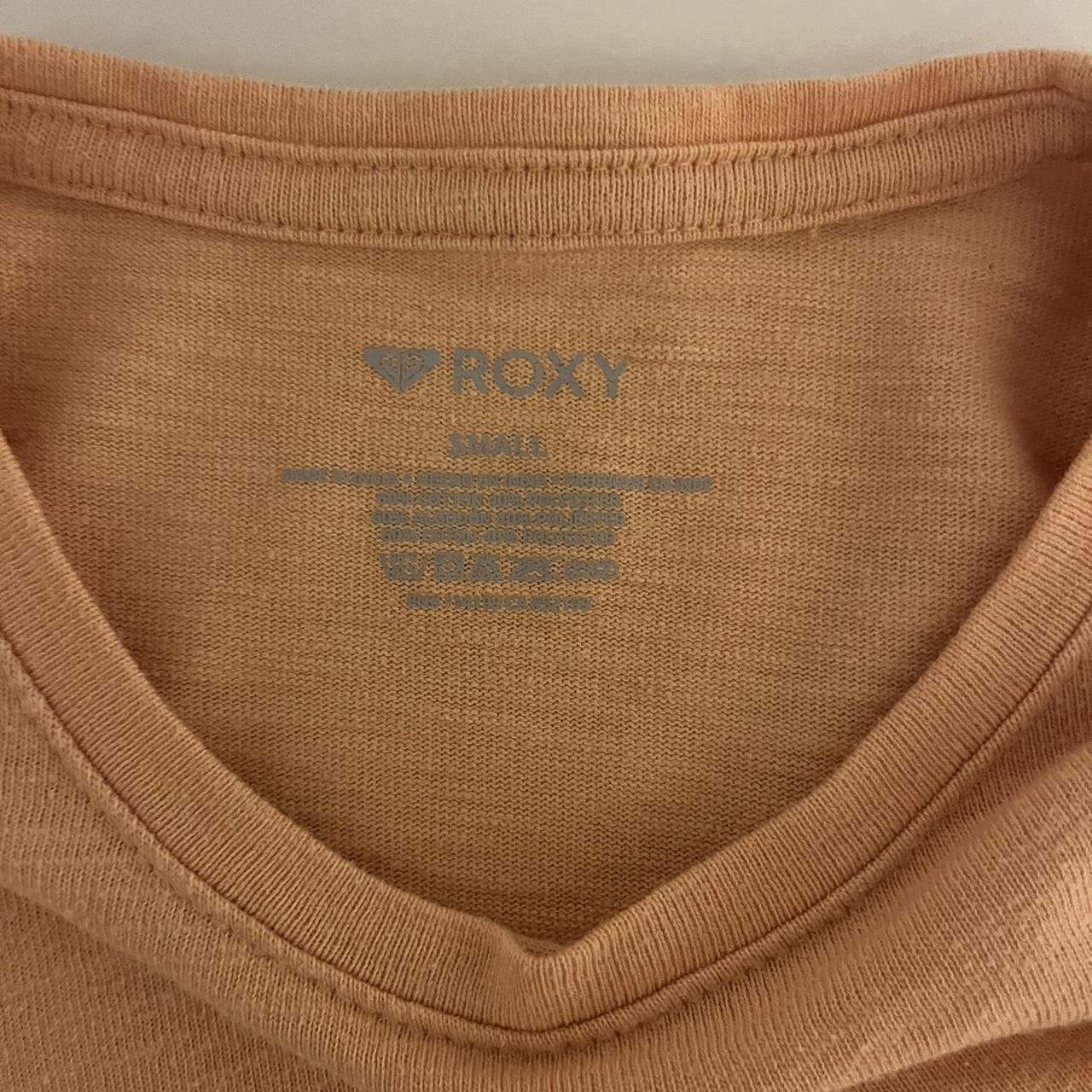 Cropped Roxy T shirt Orange with shades of blue... - Depop