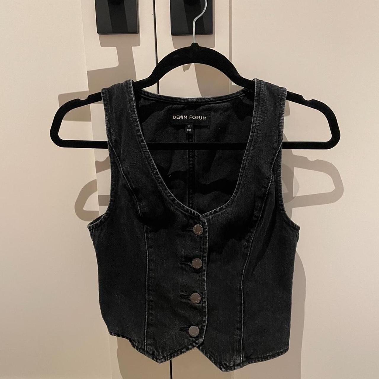 Dark Wash Aritzia Denim Forum Cropped Denim Vest Depop