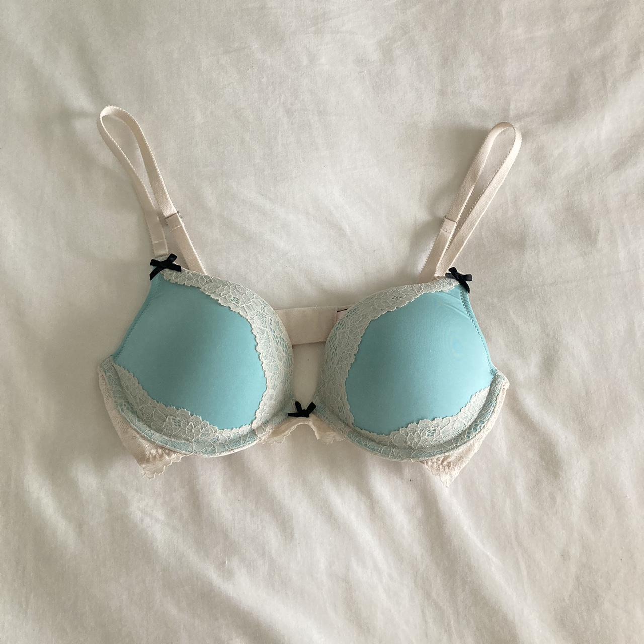 Victoria’s Secret cyan bra with cute off-white... - Depop