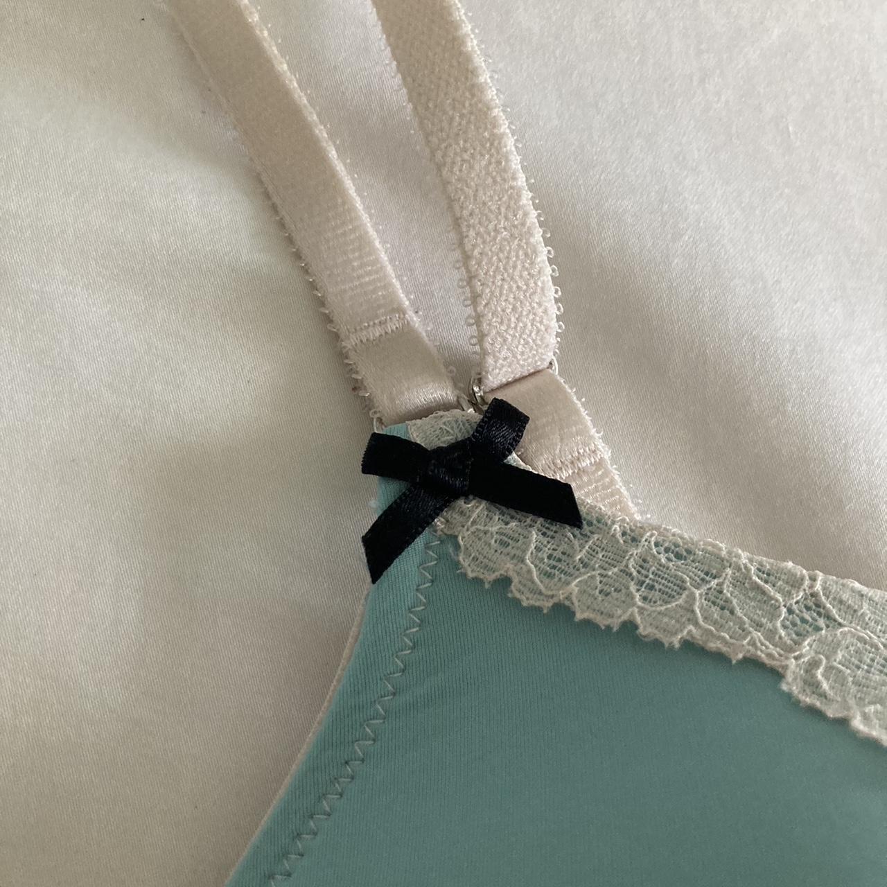 Victoria’s Secret cyan bra with cute off-white... - Depop