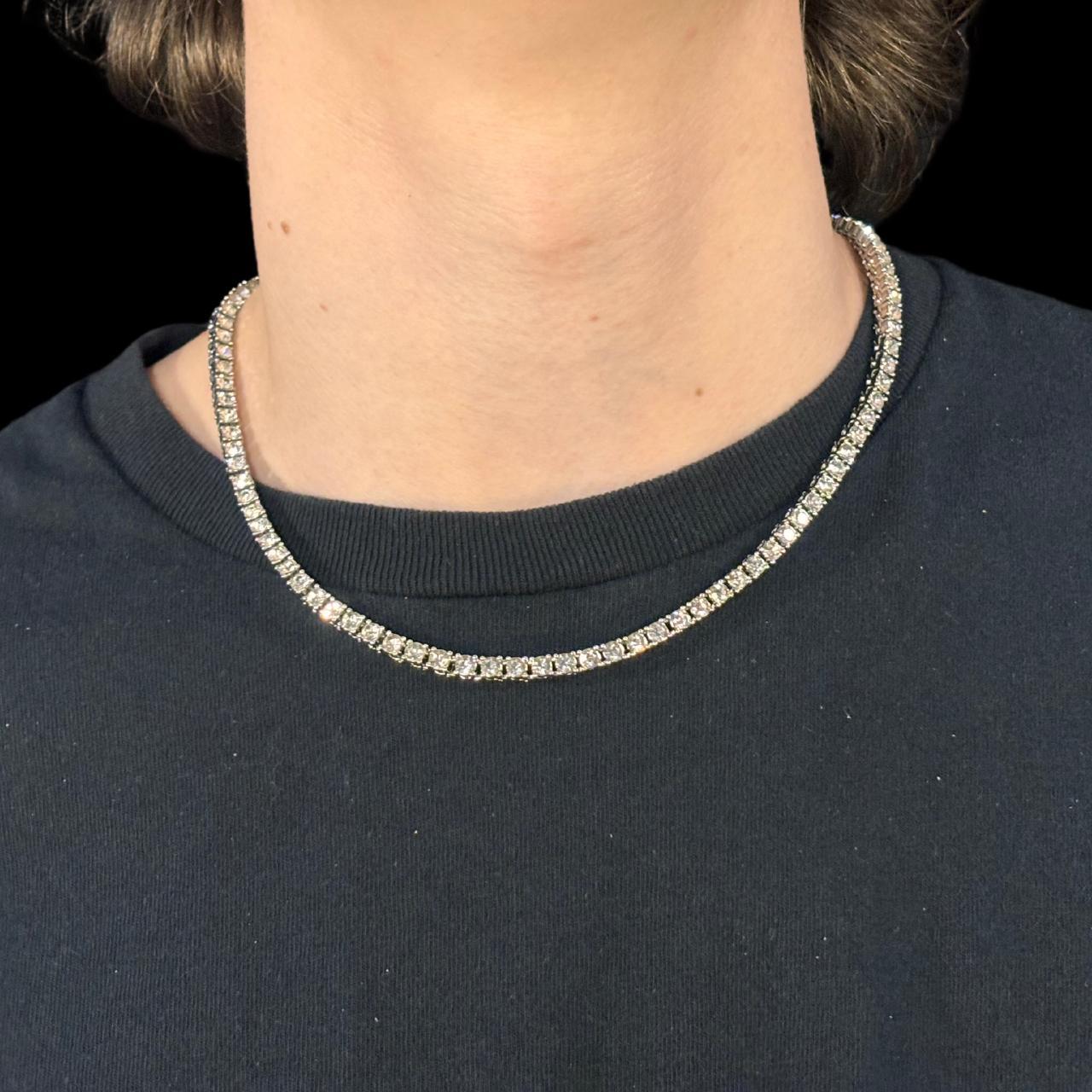 Sparkly Rhinestone Tennis Chain Silver Color This... - Depop