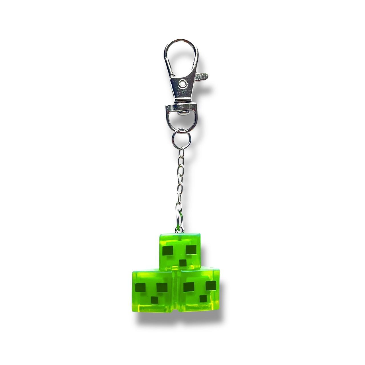 ꩜Minecraft slimes keychain꩜ • Silver clasp... | Depop