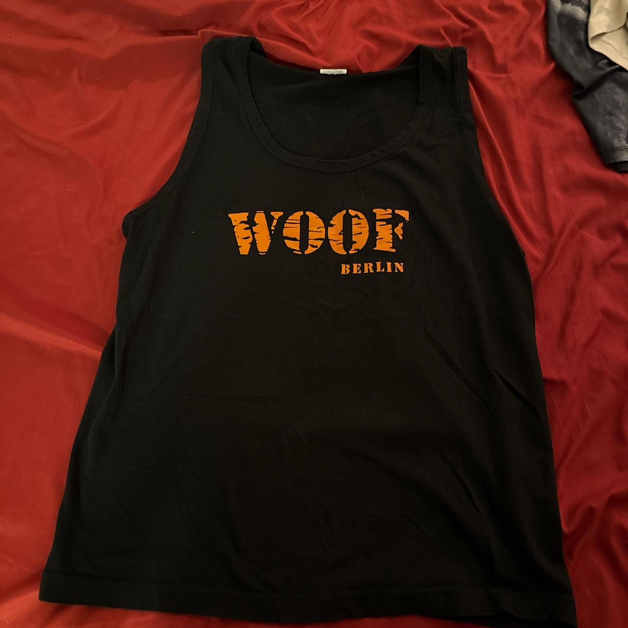 Woof Berlin black and orange tank top from woof bar... - Depop