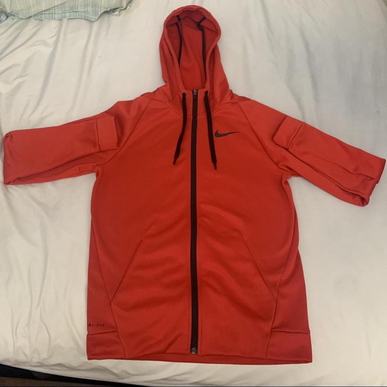 Red small nike dri-fit hoodie - Depop