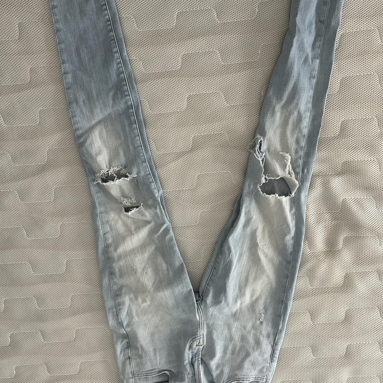 J Brand light wash denim skinny jeans with frayed... - Depop