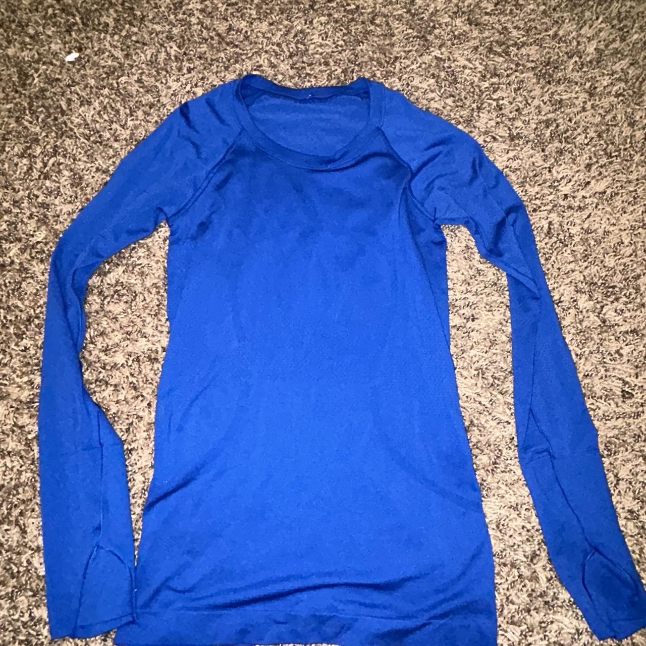 lululemon blue swiftly tech long sleeve -waist... - Depop