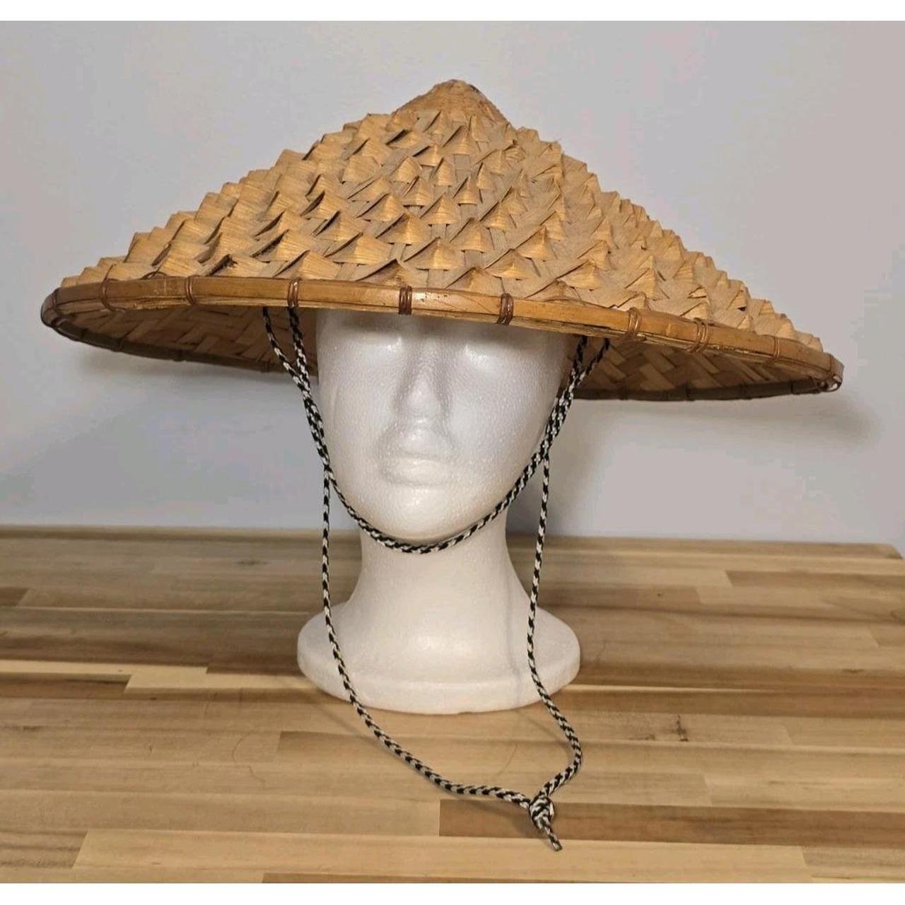 Asian Wicker Hat Coolie Rice Paddy Sun Hat Conical... | Depop
